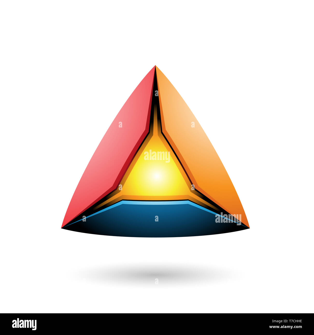 Vector Illustration of Blue Red and Orange Pyramid with a Glowing Core ...