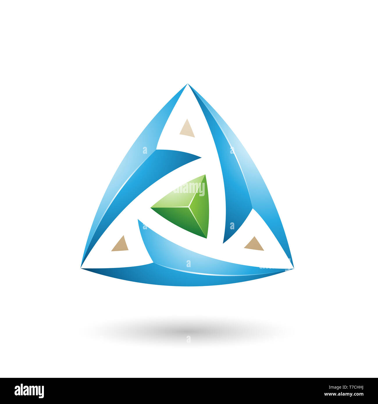 Vector Illustration of Blue Triangle with Arrows isolated on a white ...