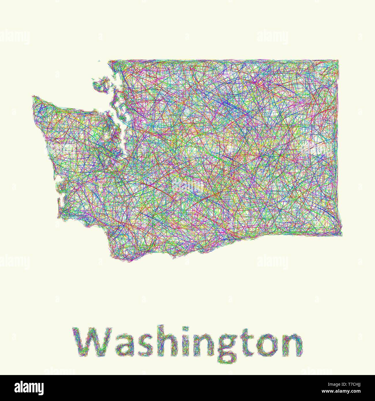 Washington line art map Stock Vector Image & Art - Alamy