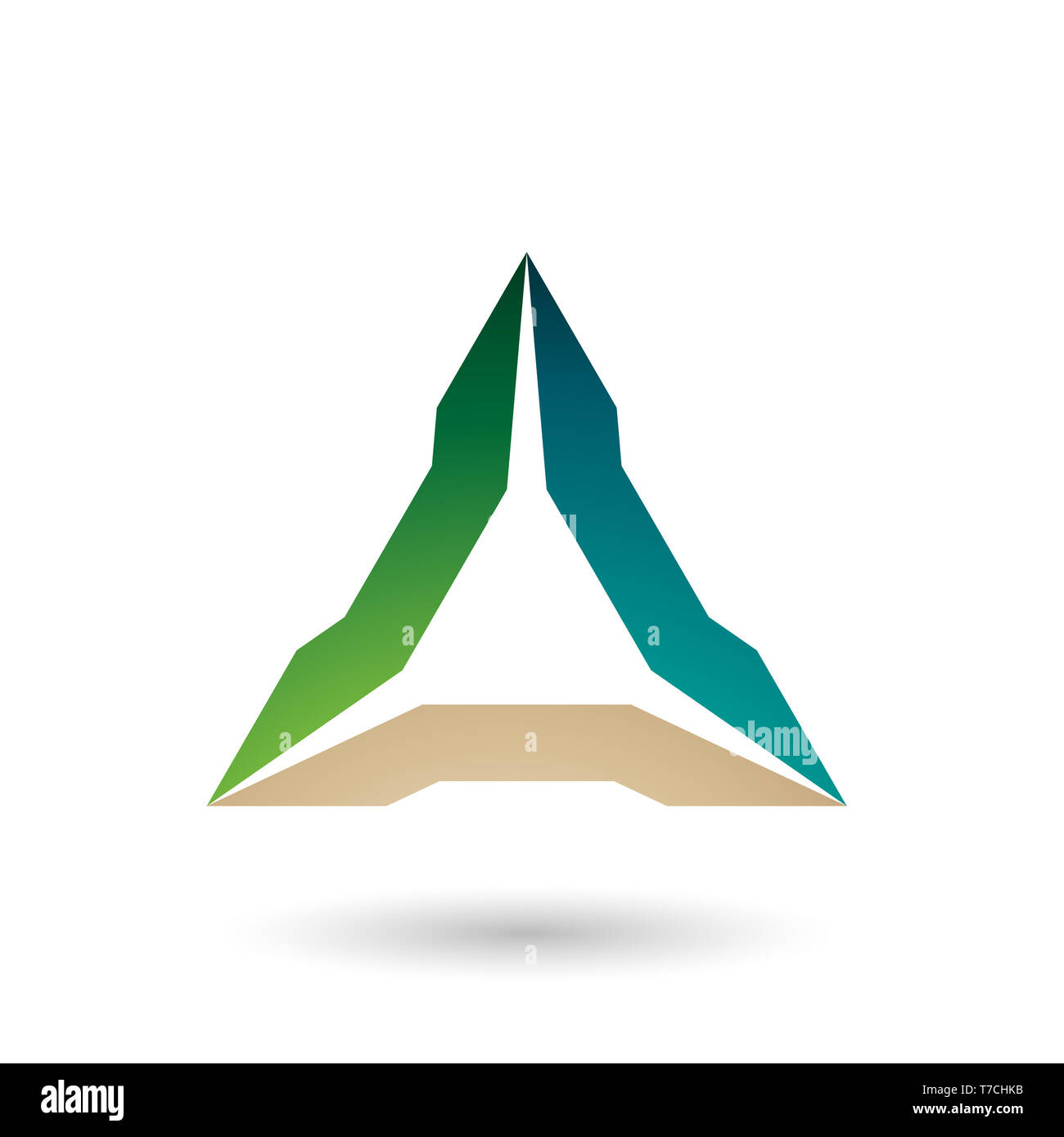 Vector Illustration of Green and Beige Spiked Triangle isolated on a ...