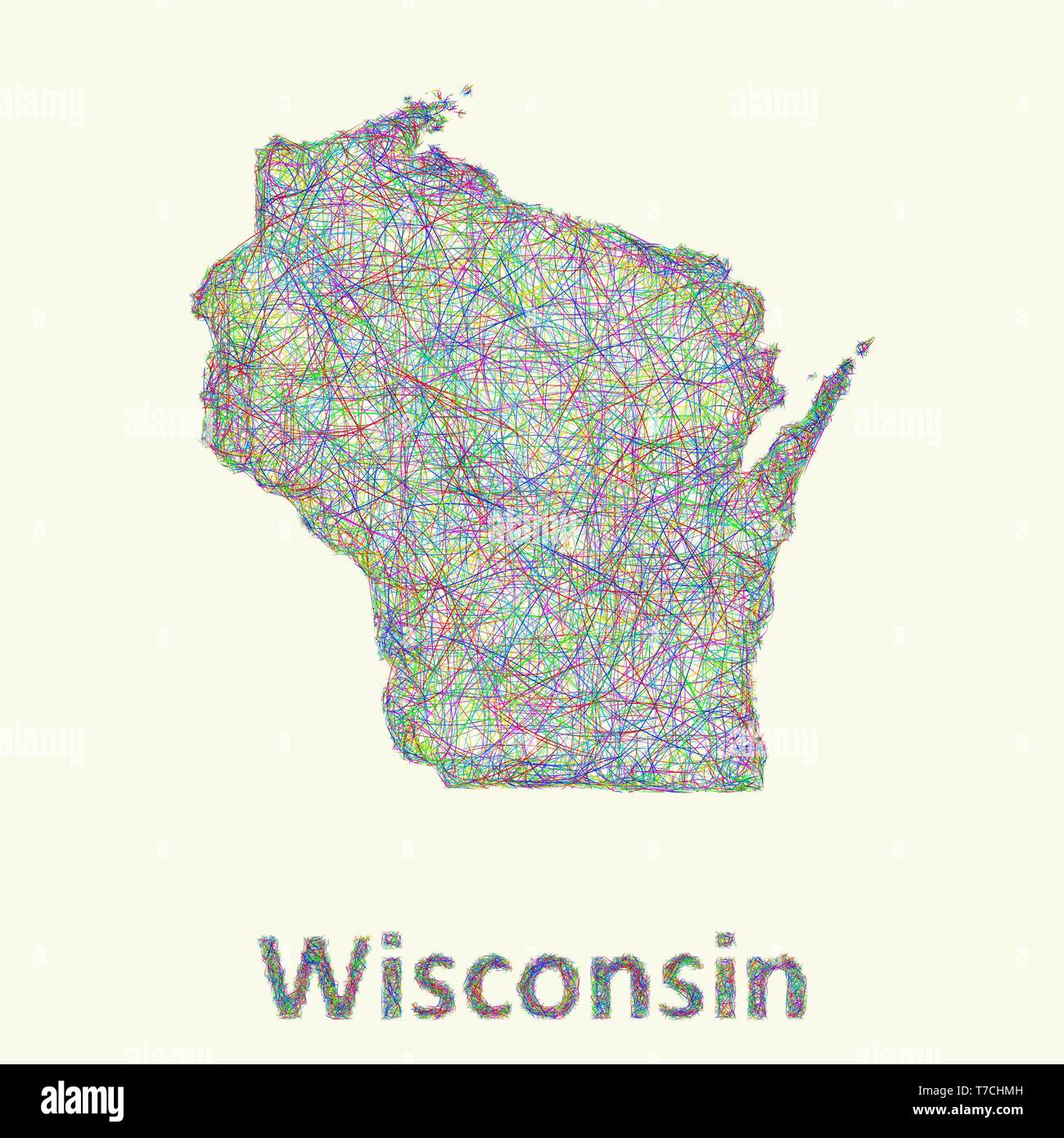 Wisconsin line art map Stock Vector Image & Art - Alamy