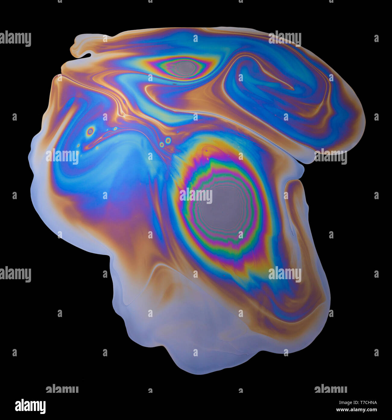 Abstract vivid rainbow iridescent oil spill on black background Stock ...