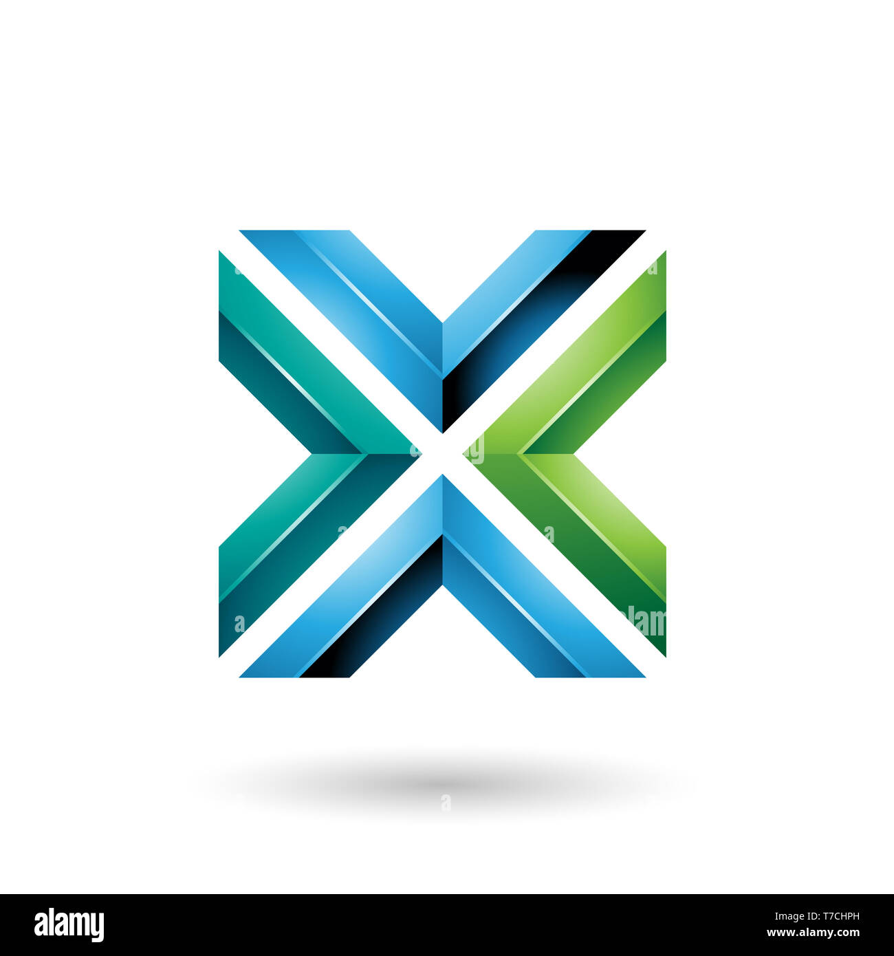 Vector Illustration of Green and Blue Square Shaped Letter X isolated ...