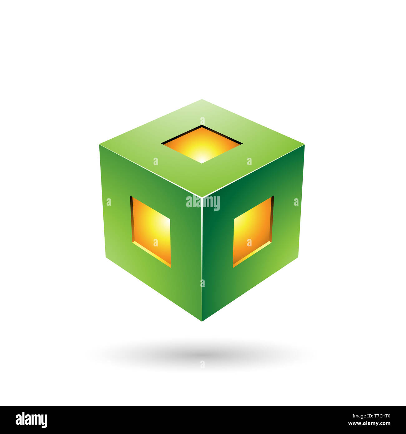 Vector Illustration of Green Bold Lantern Cube isolated on a white ...