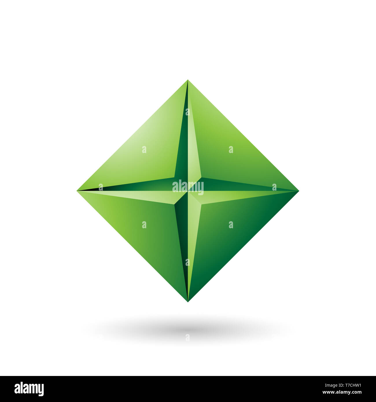 Vector Illustration of Green Diamond Icon with a Star Shape isolated on ...