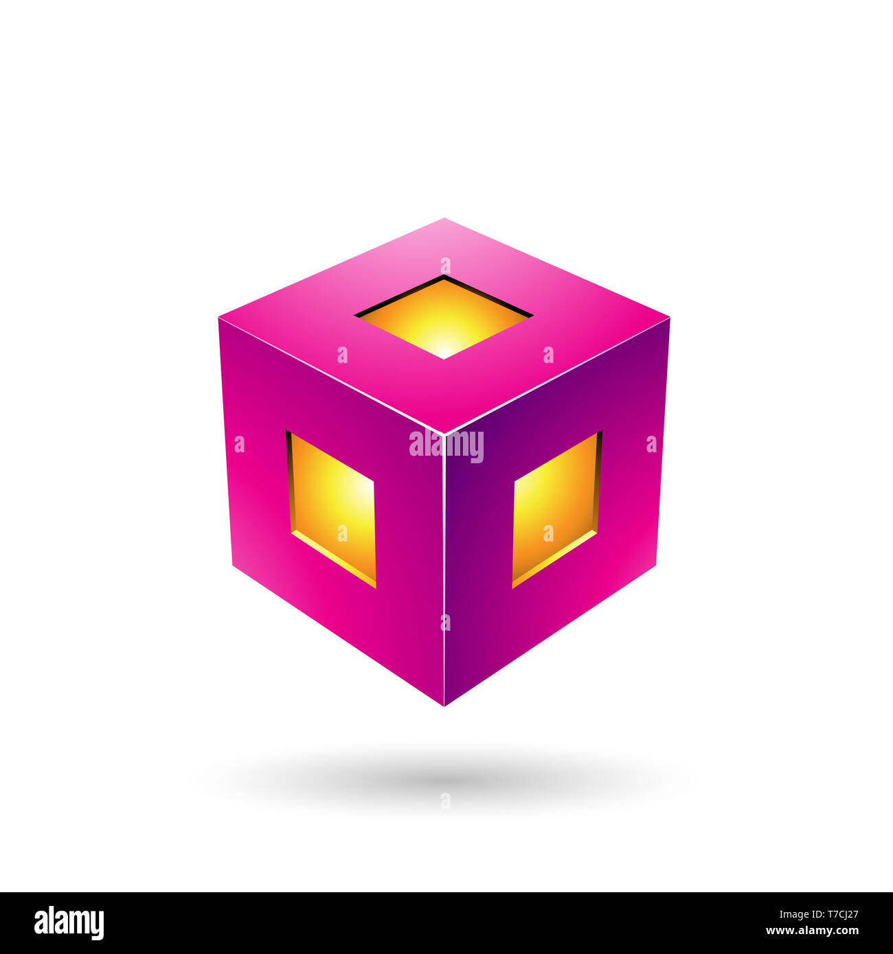 Vector Illustration of Magenta Bold Lantern Cube isolated on a white ...