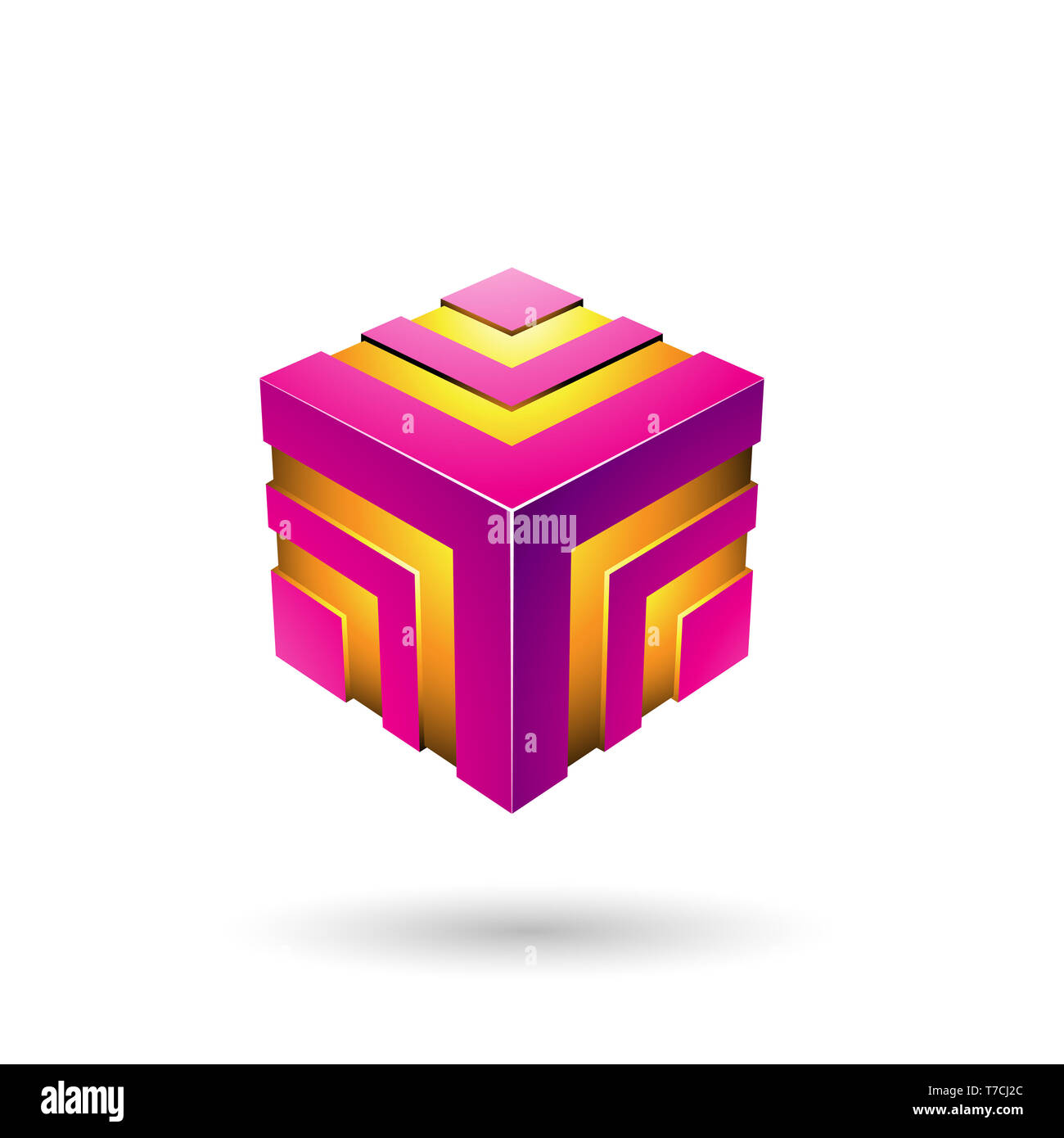 Vector Illustration of Magenta Bold Striped Cube isolated on a white ...