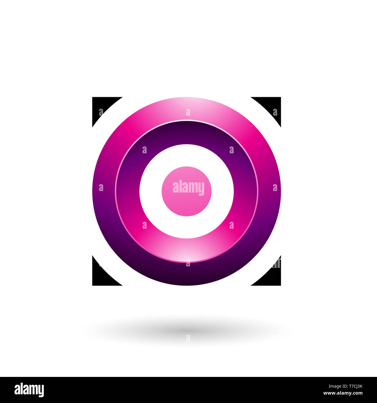 Vector Illustration of Magenta Glossy Circle in a Square isolated on a ...