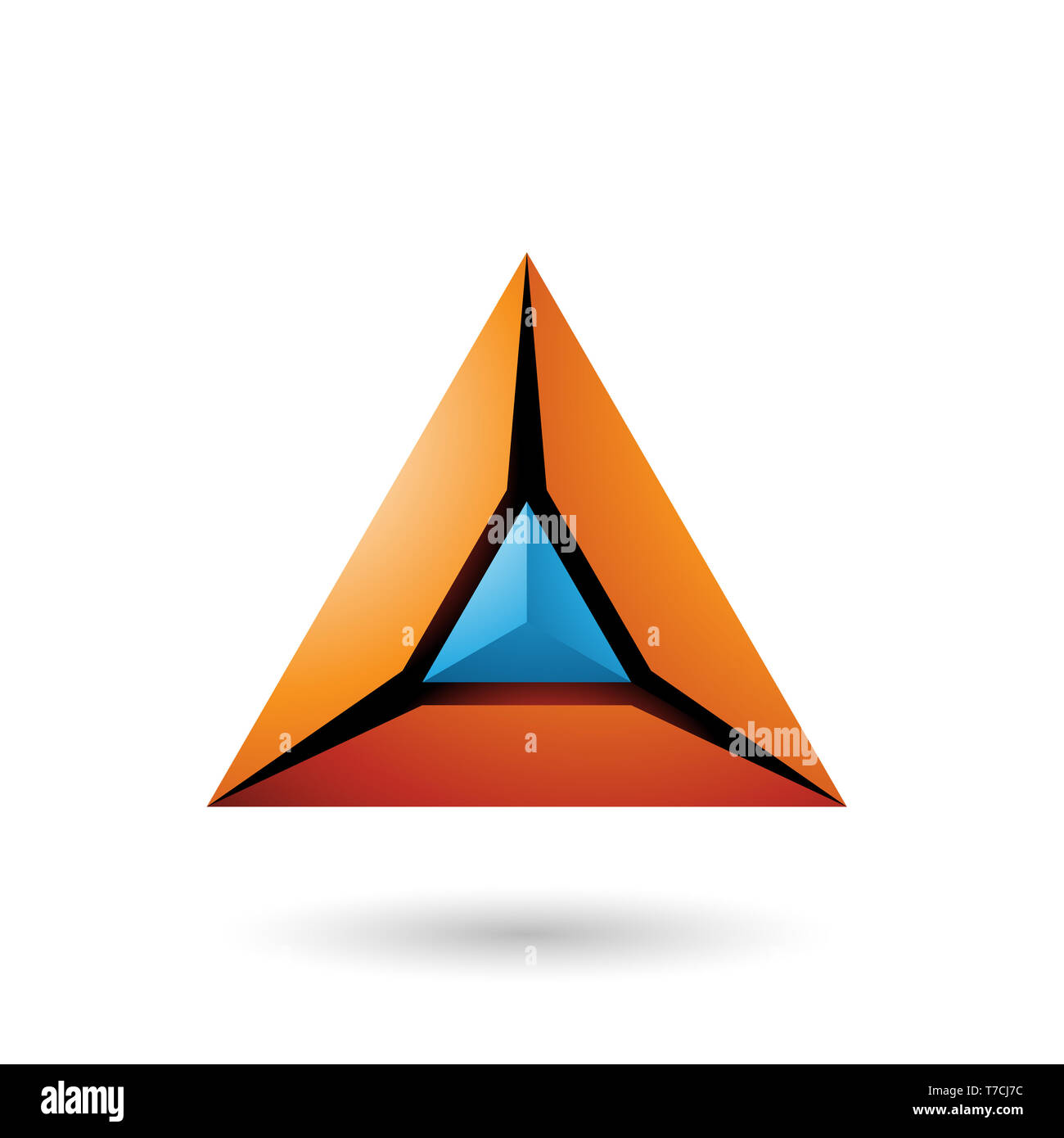 Vector Illustration of Orange and Blue 3d Pyramid Icon isolated on a ...