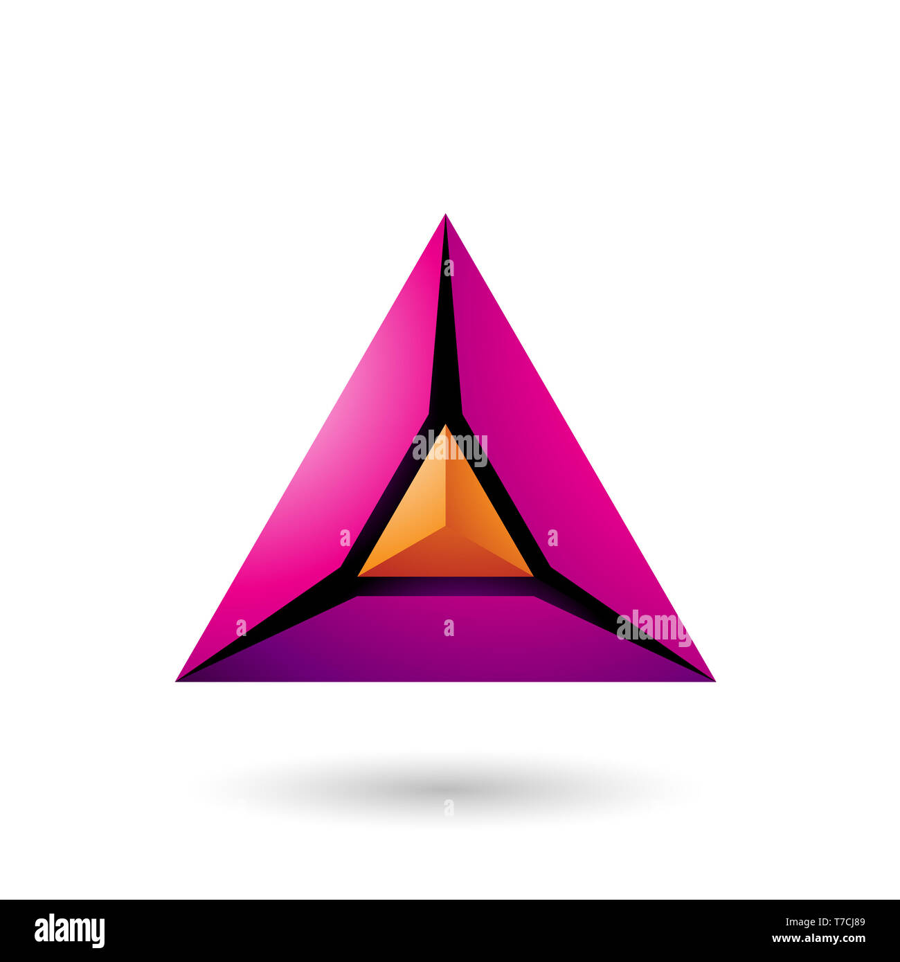 Vector Illustration of Orange and Magenta 3d Pyramid Icon isolated on a ...