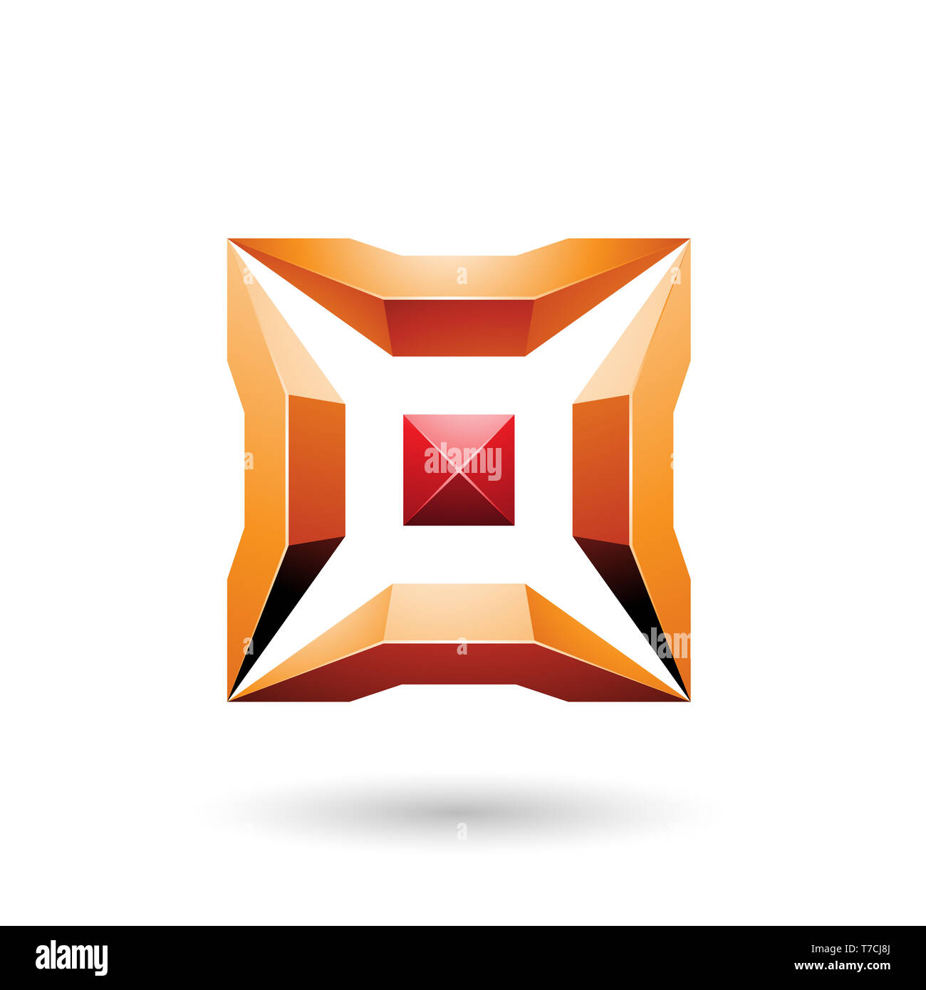 Vector Illustration of Orange and Red Square with 3d Glossy Pieces ...