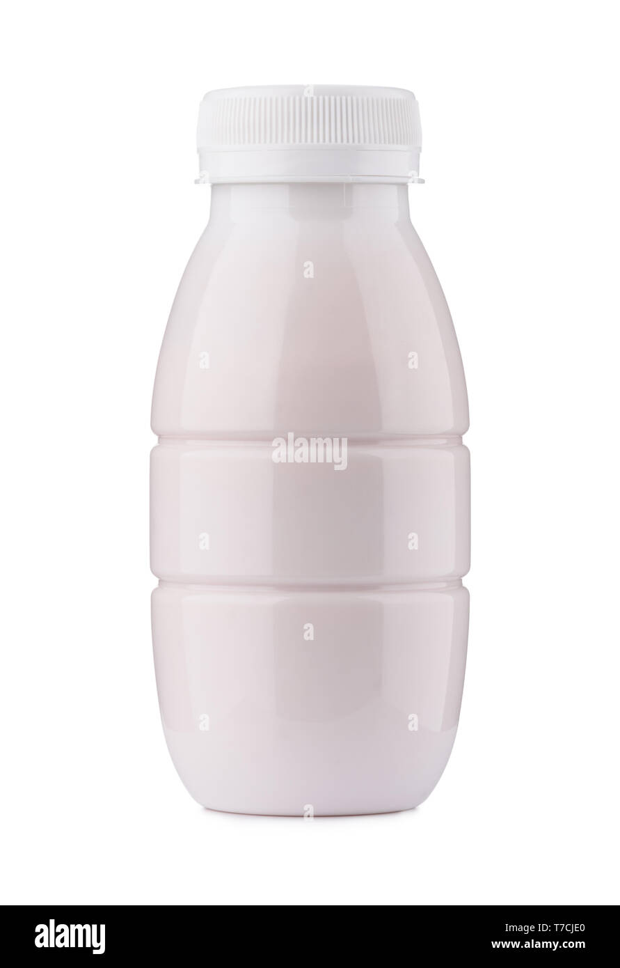 Small yogurt bottle, closed, blank and clean, isolated on white ...
