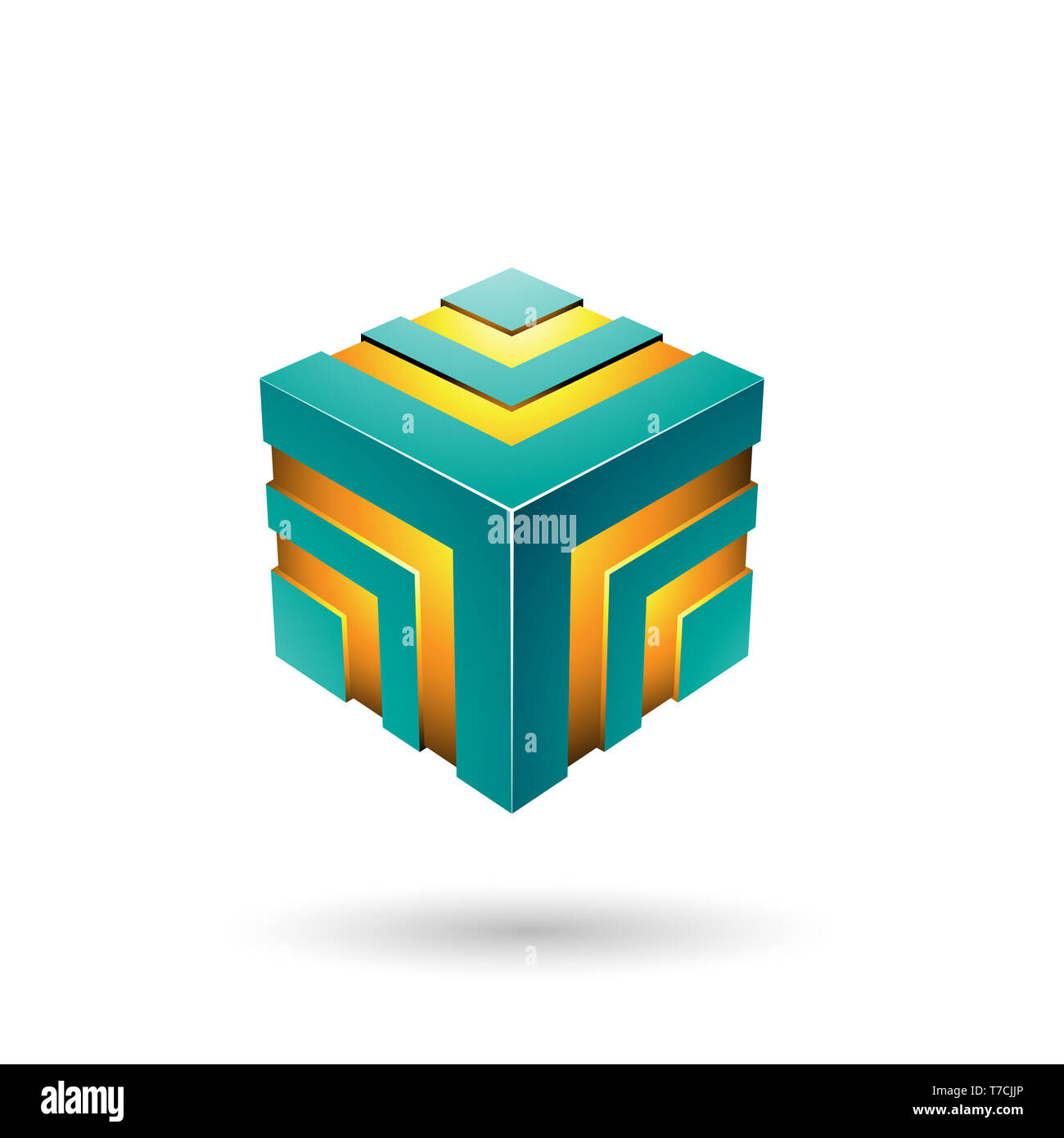 Vector Illustration of Persian Green Bold Striped Cube isolated on a ...