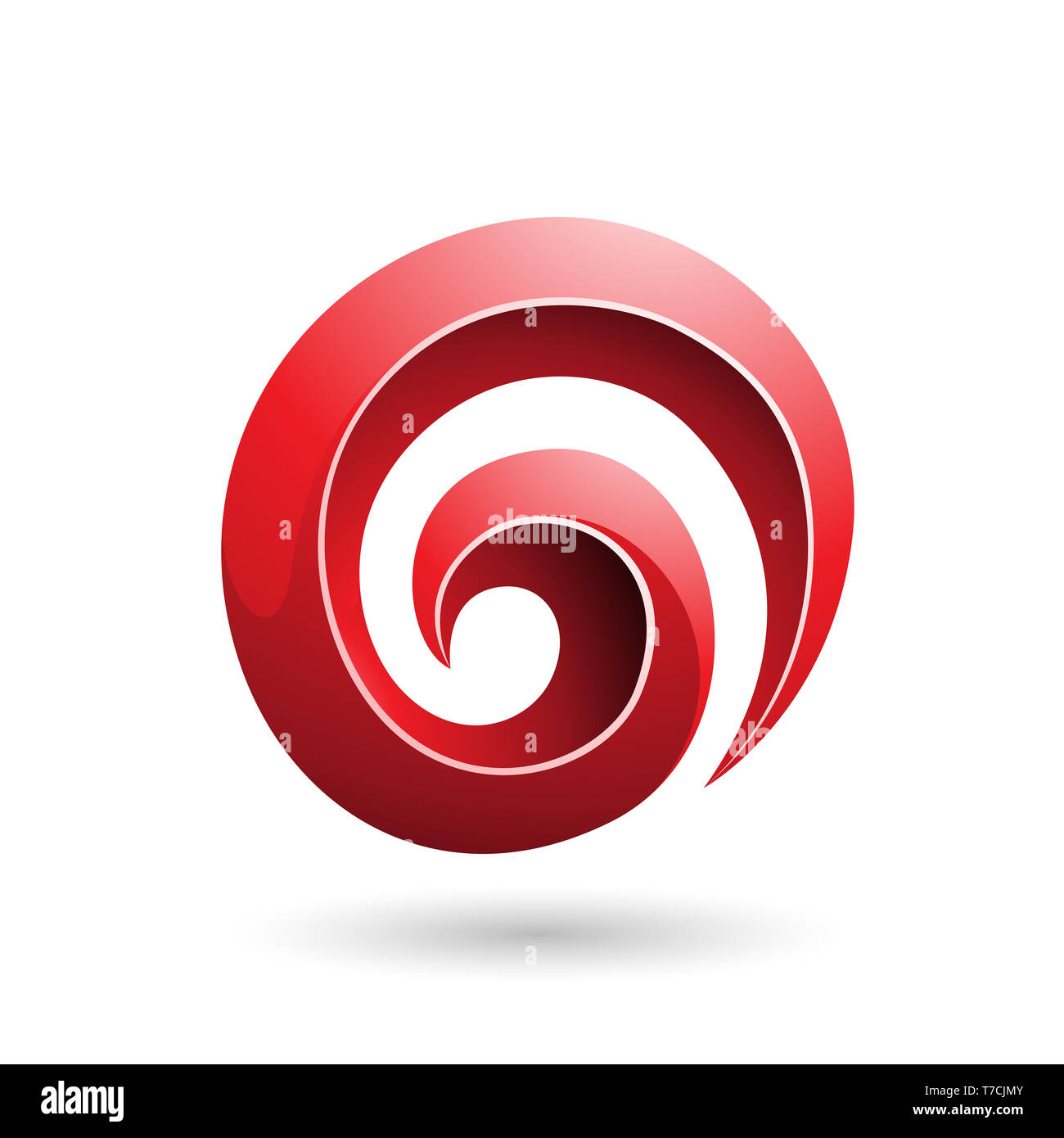 Vector Illustration of Red 3d Glossy Swirl Shape isolated on a white ...