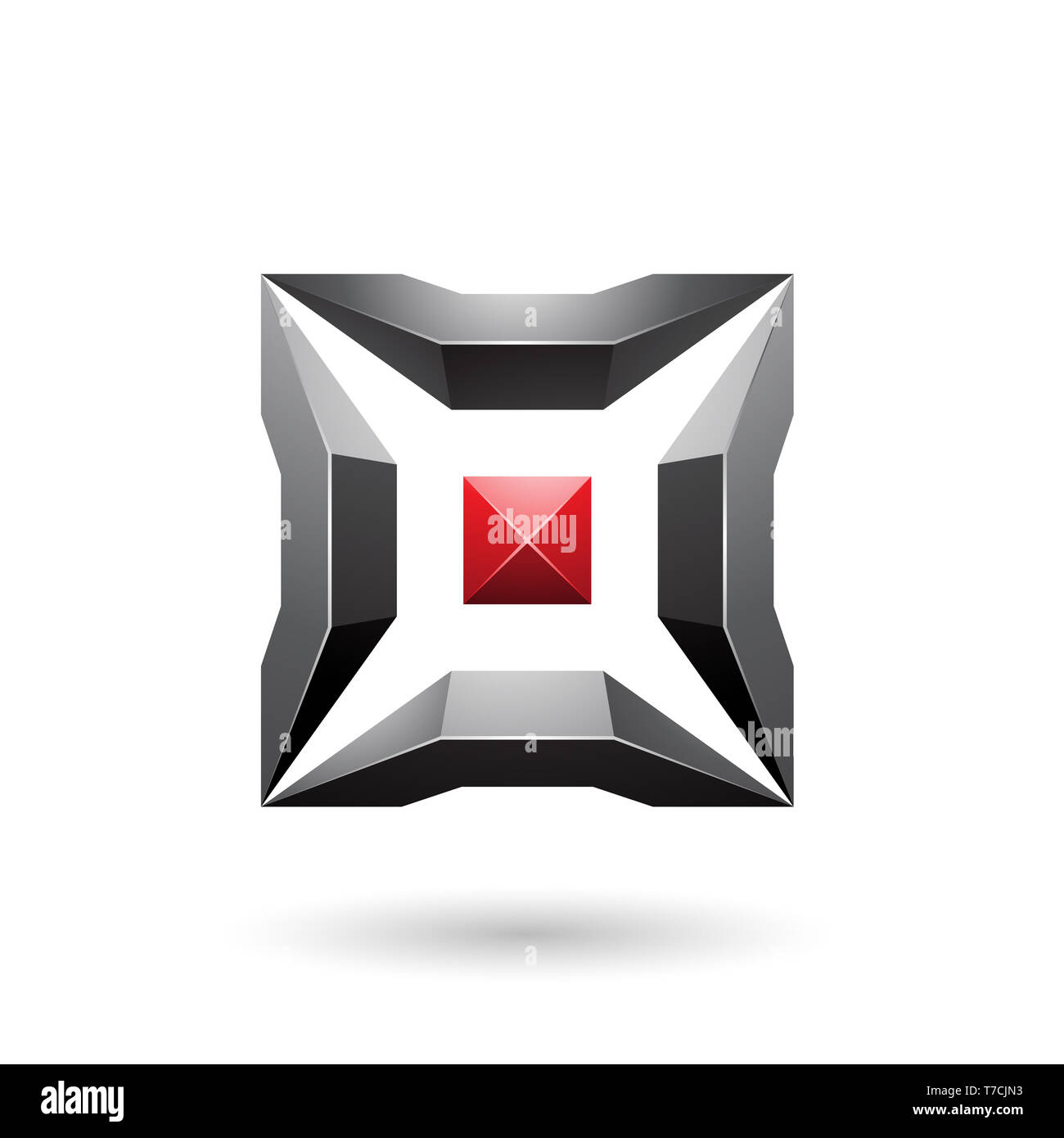 Vector Illustration of Red and Black Square with 3d Glossy Pieces ...