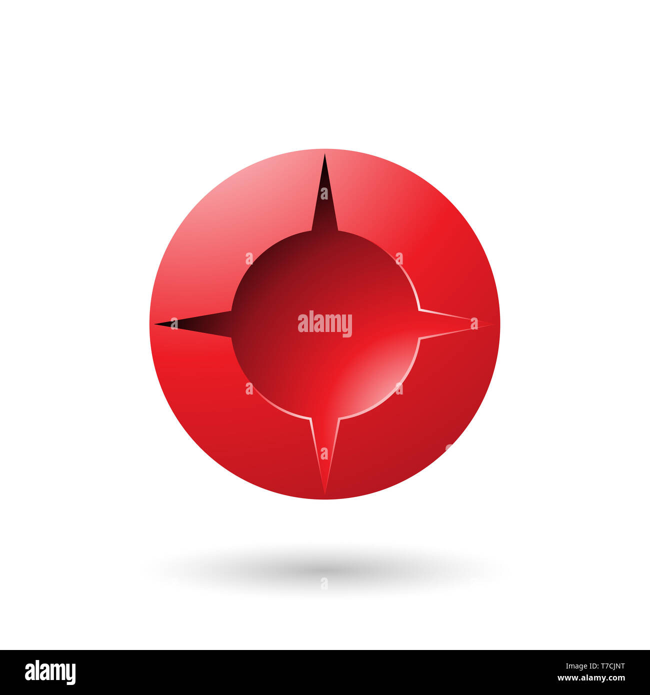 Vector Illustration of Red and Bold Shaded Round Icon isolated on a ...