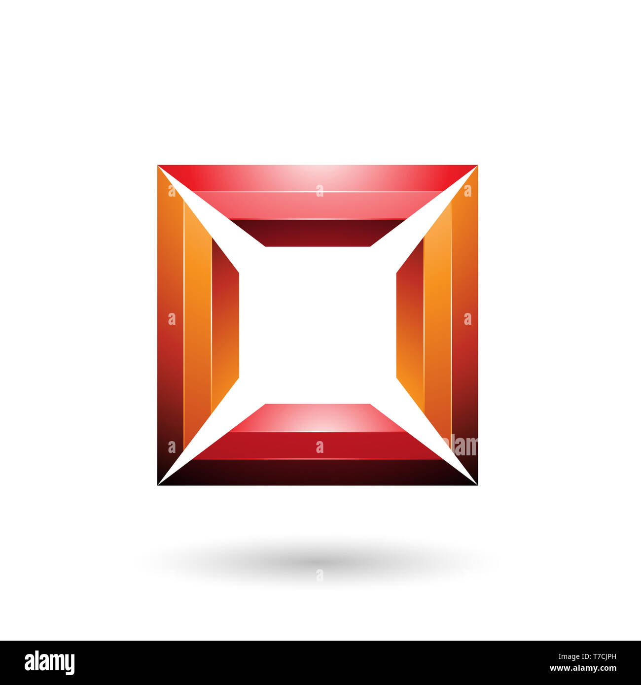 Vector Illustration of Red and Orange Glossy Square Frame isolated on a ...