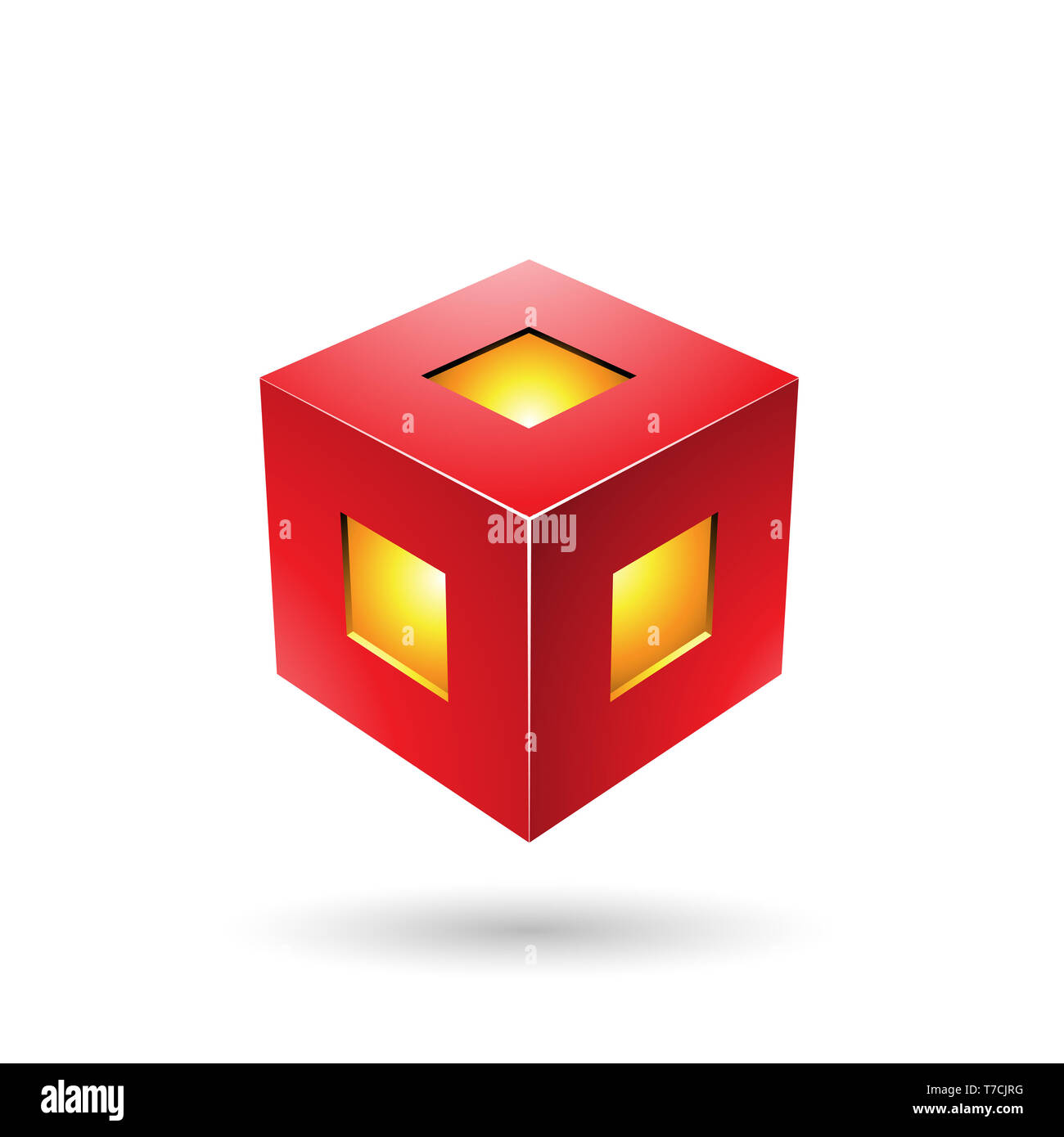 Vector Illustration of Red Bold Lantern Cube isolated on a white ...