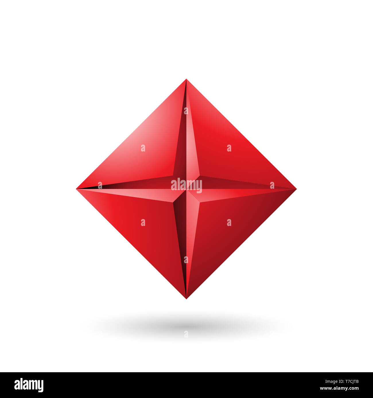 Vector Illustration of Red Diamond Icon with a Star Shape isolated on a ...