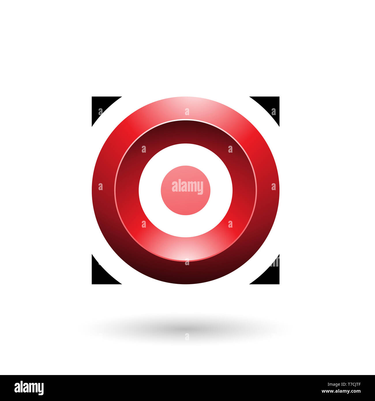 Vector Illustration of Red Glossy Circle in a Square isolated on a ...