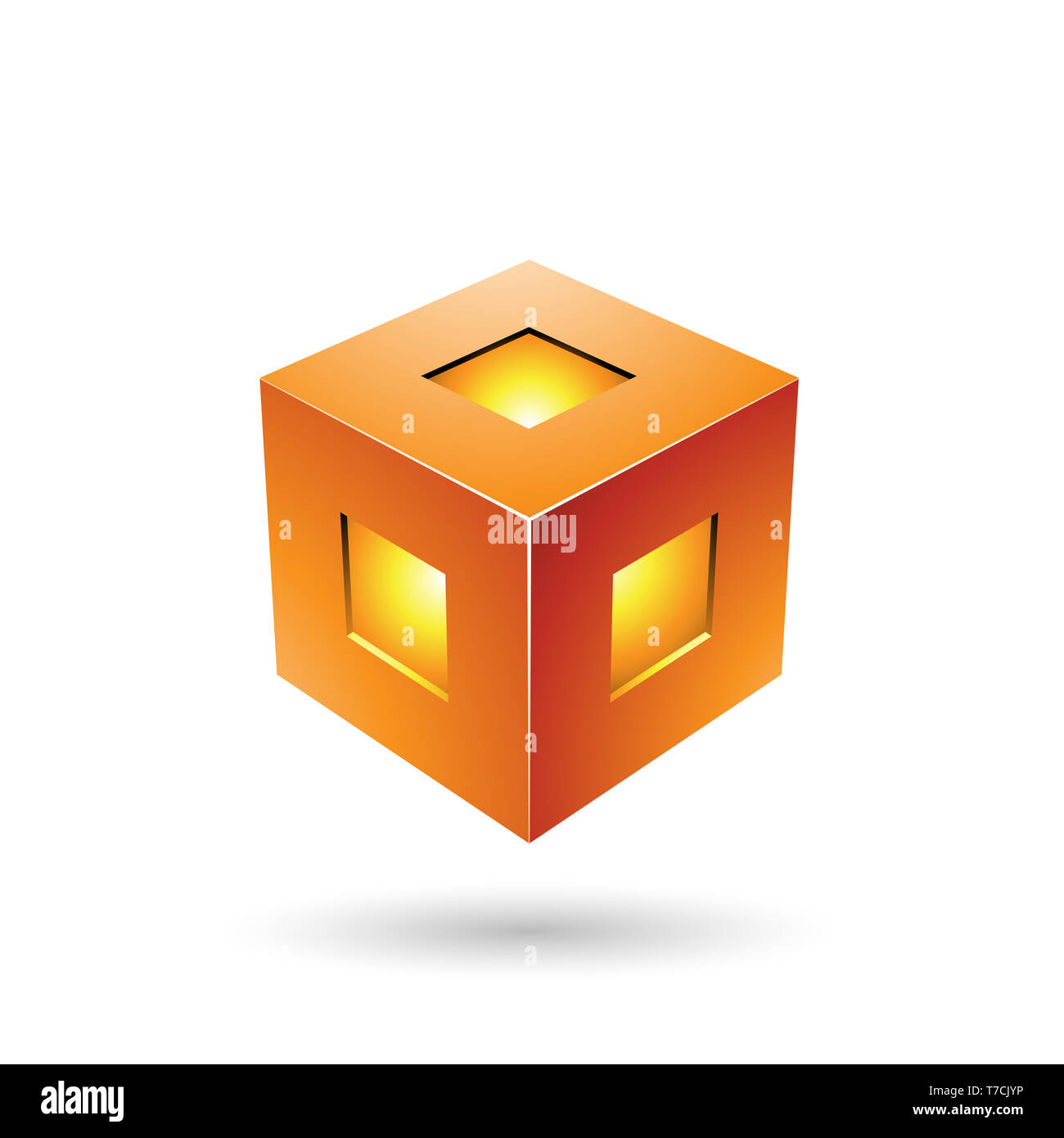 Vector Illustration of Orange Bold Lantern Cube isolated on a white ...