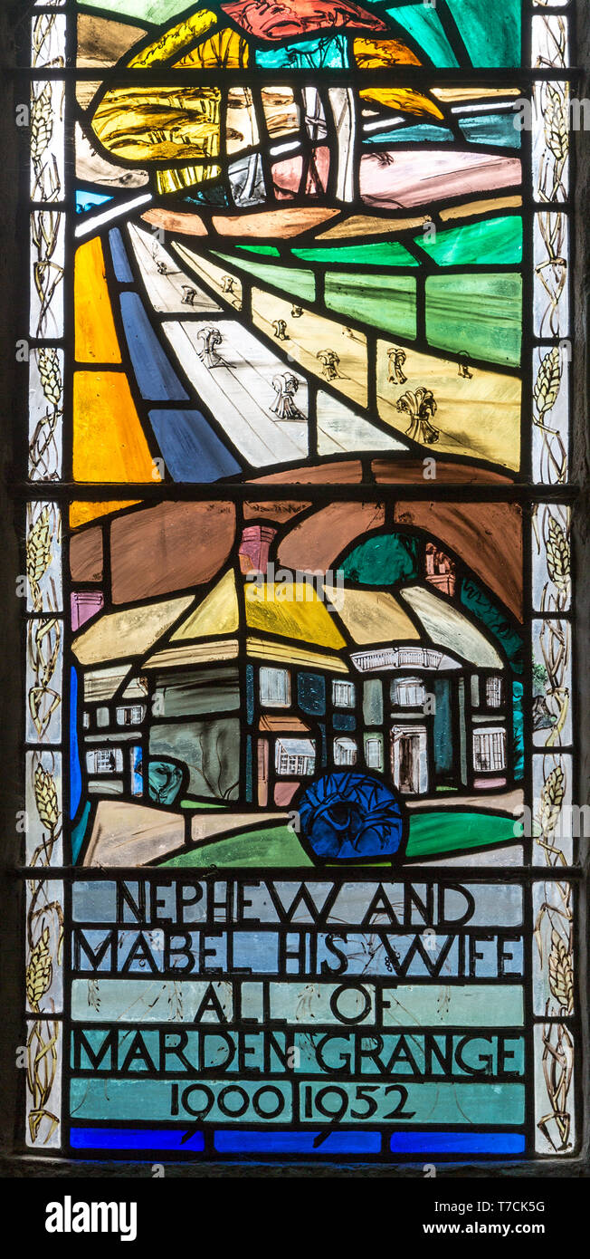 Stained glass window in church of Saints Peter and Paul, Marden ...