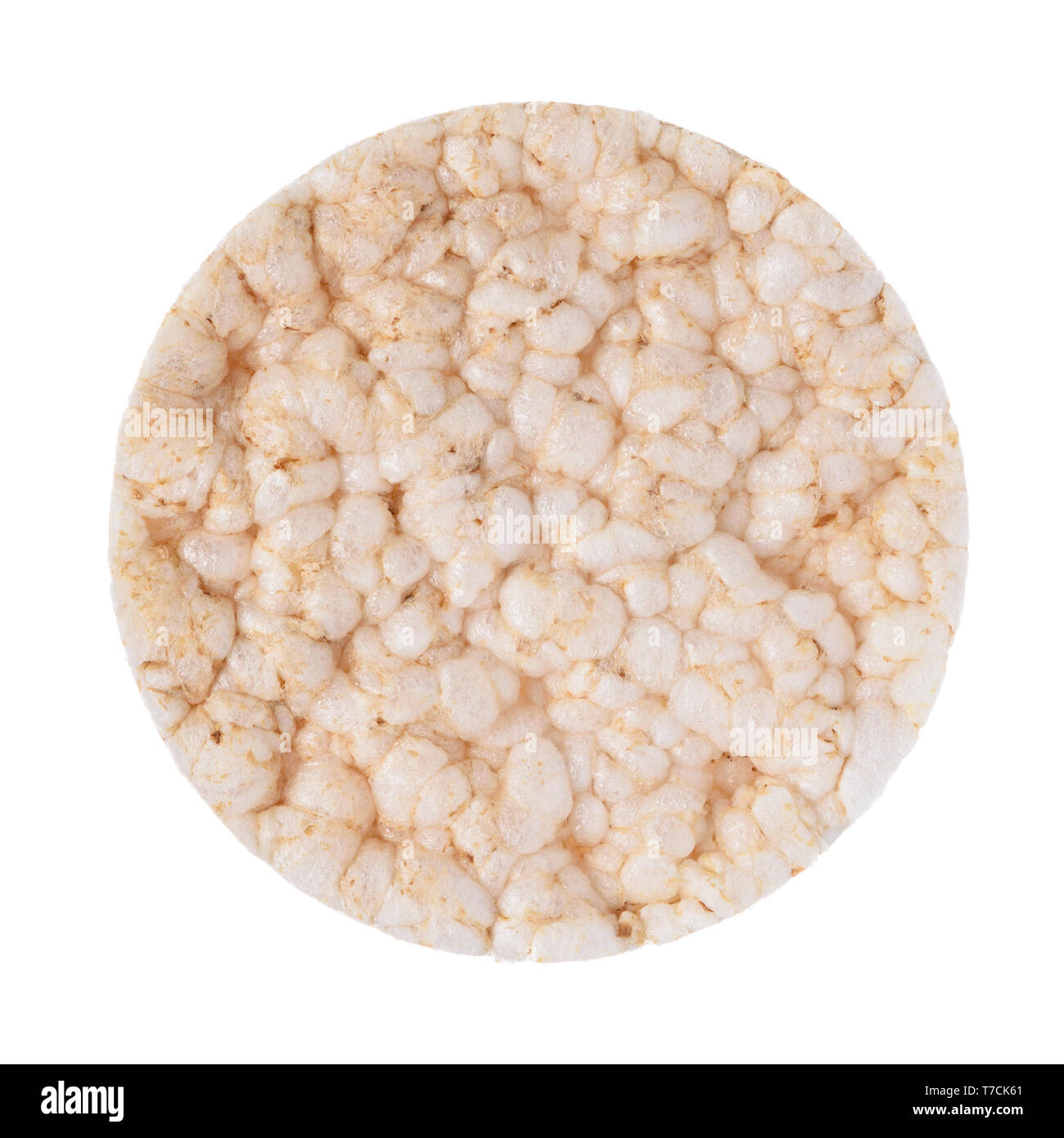 Single puffed rice cake isolated on white background Stock Photo - Alamy