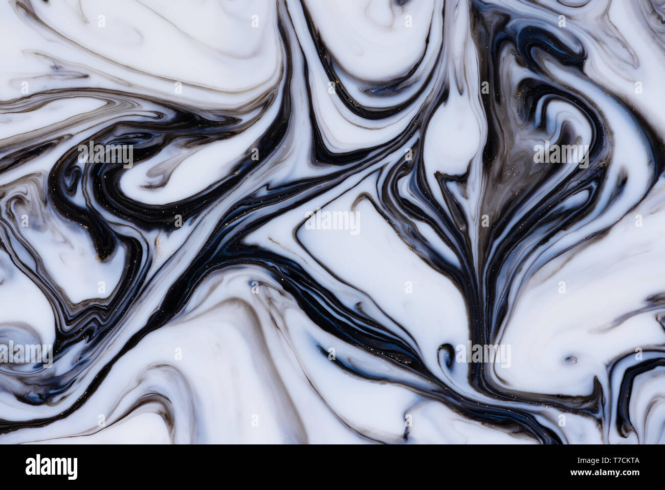 Unique fluid dark black and gold dust flowing marble abstract ...