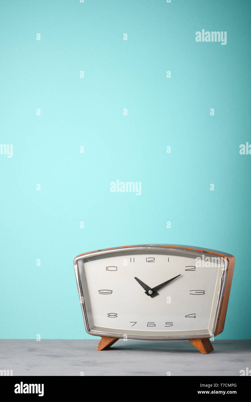 Retro classic wooden vintage blue color background vertical with copy ...