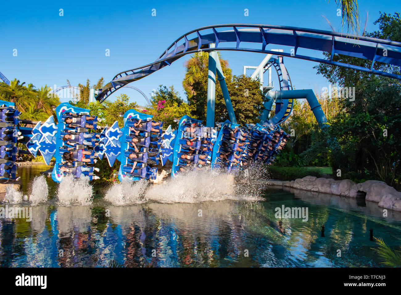 Orlando, Florida. April 20, 2019. People having fun Manta Ray ...