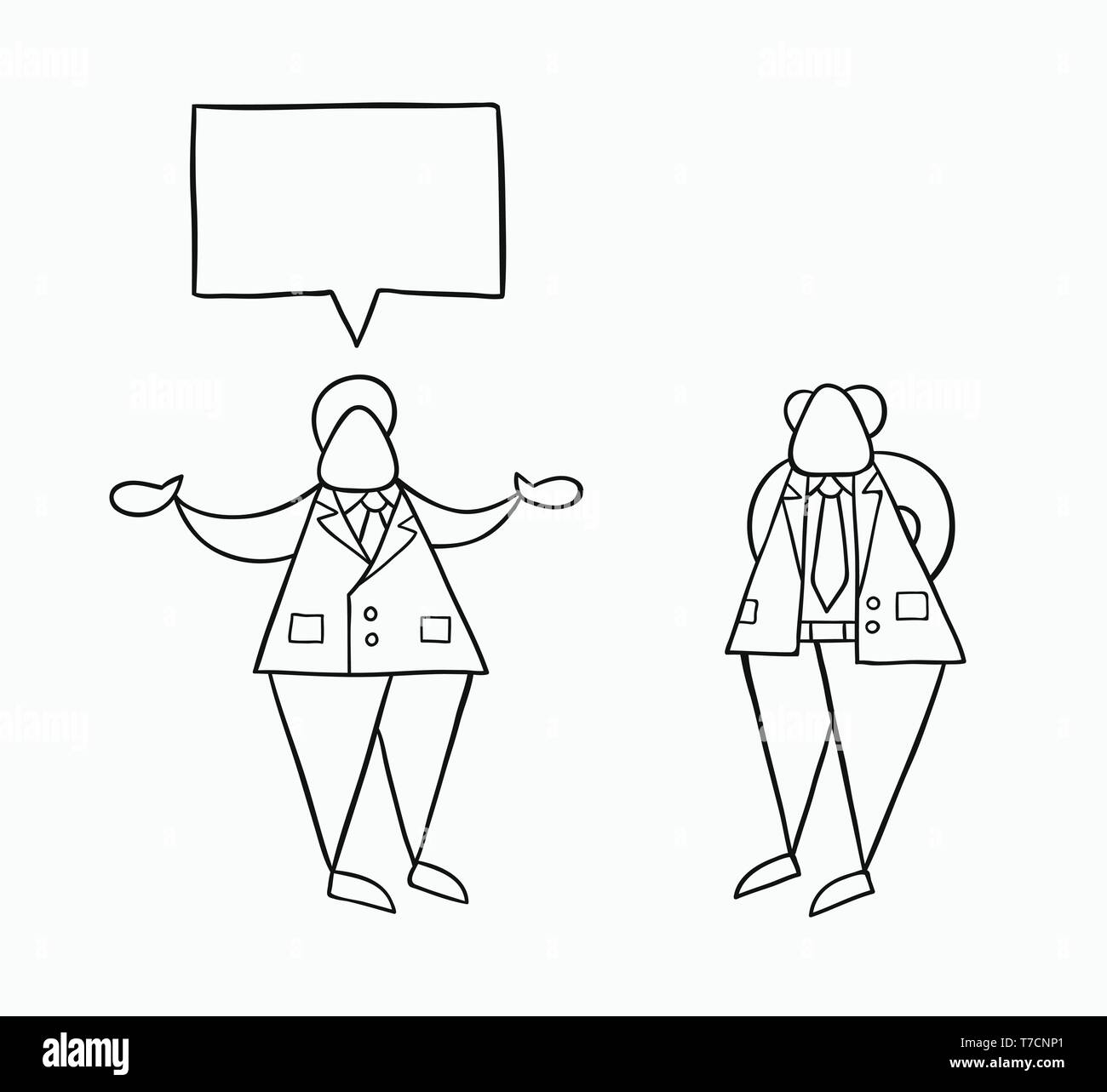 Hand-drawn vector illustration businessman worker talking with his boss ...