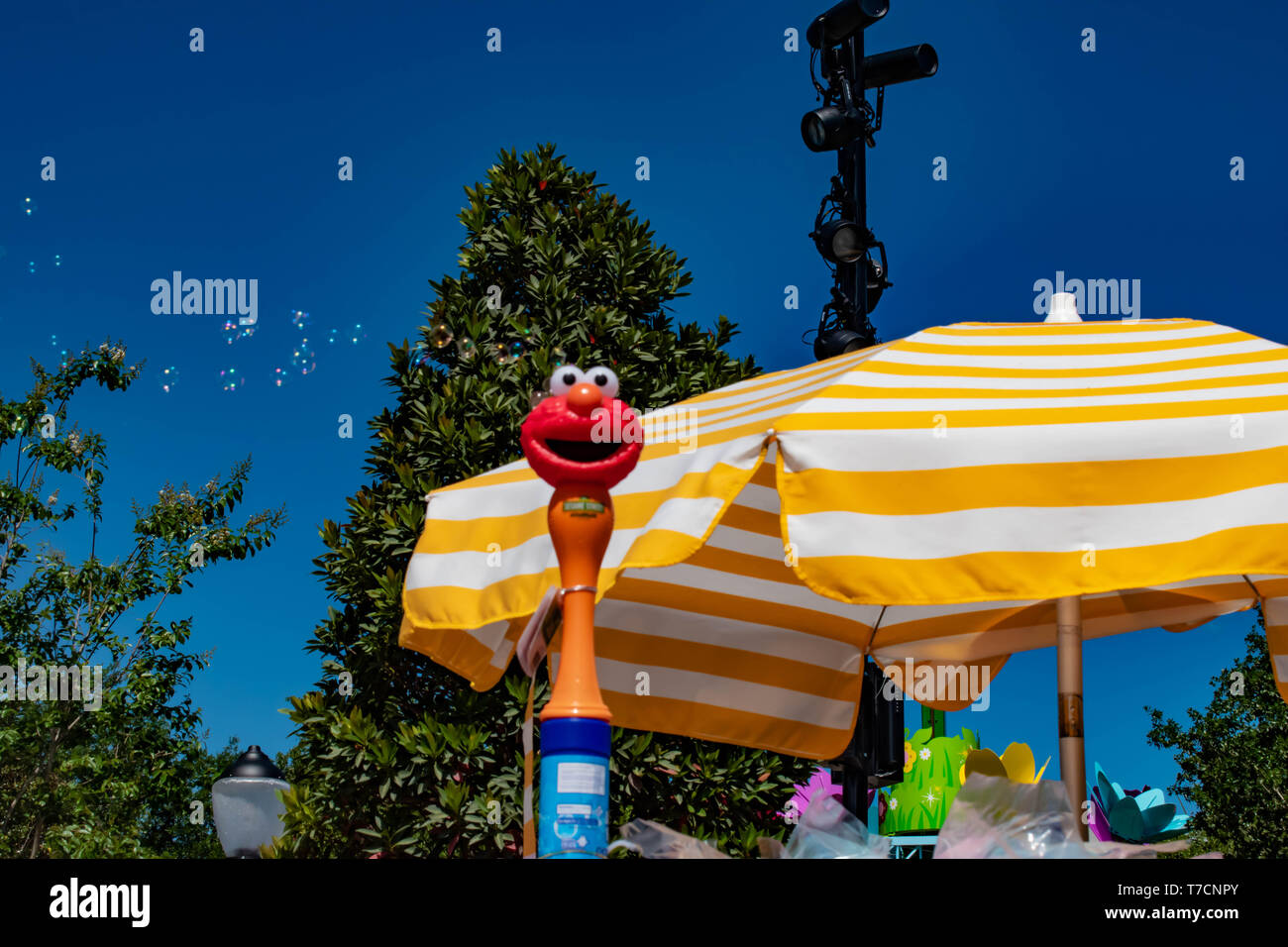 Orlando, Florida. April 20, 2019. Top view of umbrella and bubbles ...