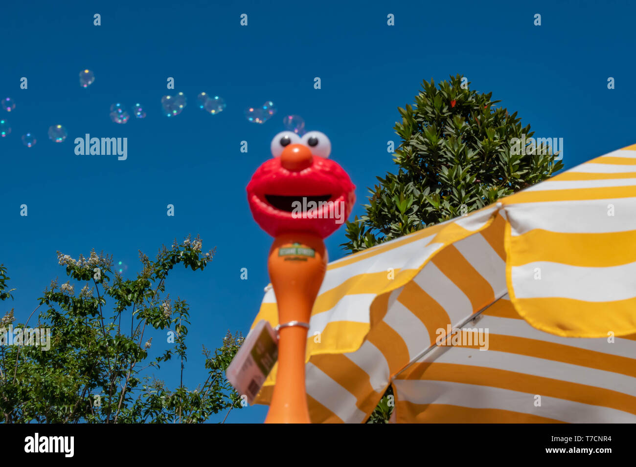 Orlando, Florida. April 20, 2019. Top view of umbrella and bubbles ...