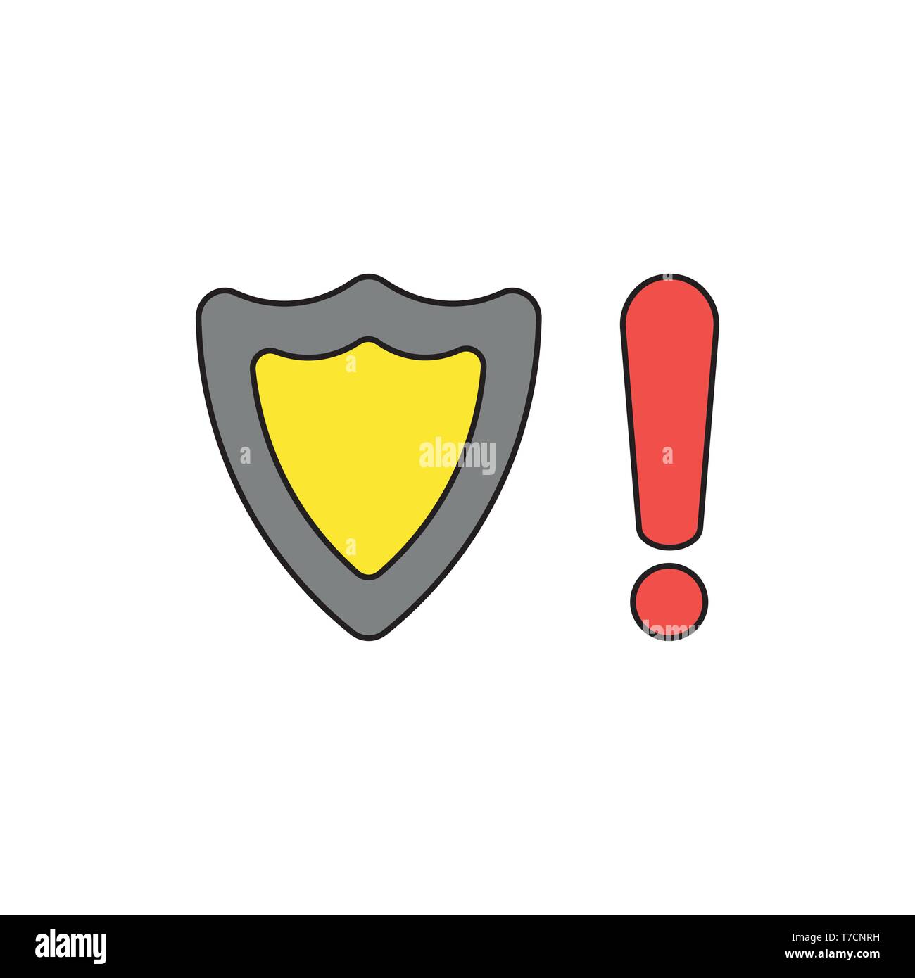 Vector icon concept of shield guard with red exclamation mark Stock ...