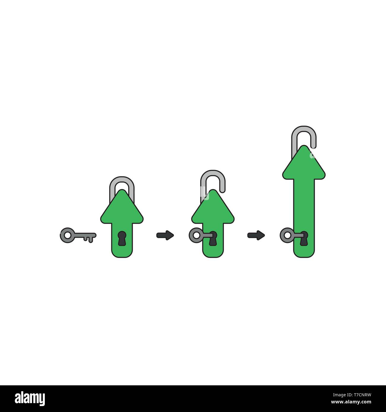 Vector icon concept of green closed arrow padlock icon keyhole, key ...
