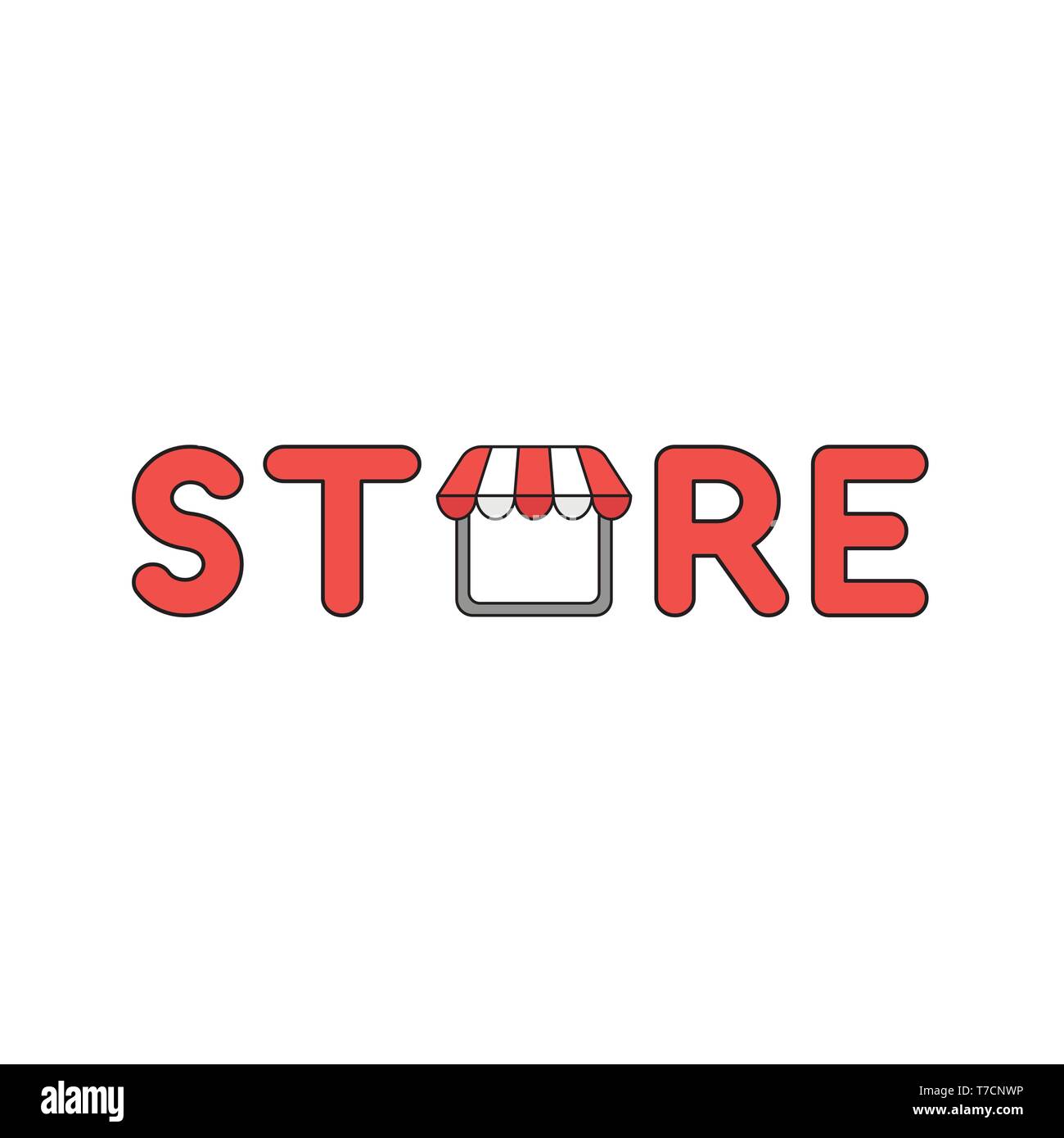 Vector icon concept of red store word with store Stock Vector Image ...