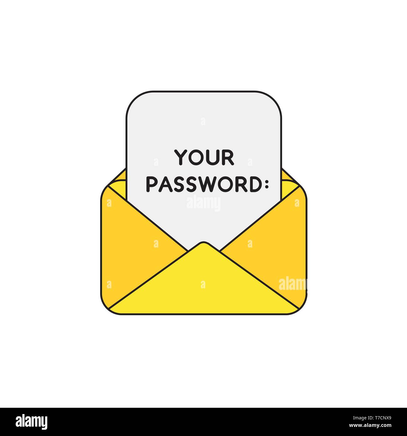 Vector icon concept of yellow open envelope with your password written ...