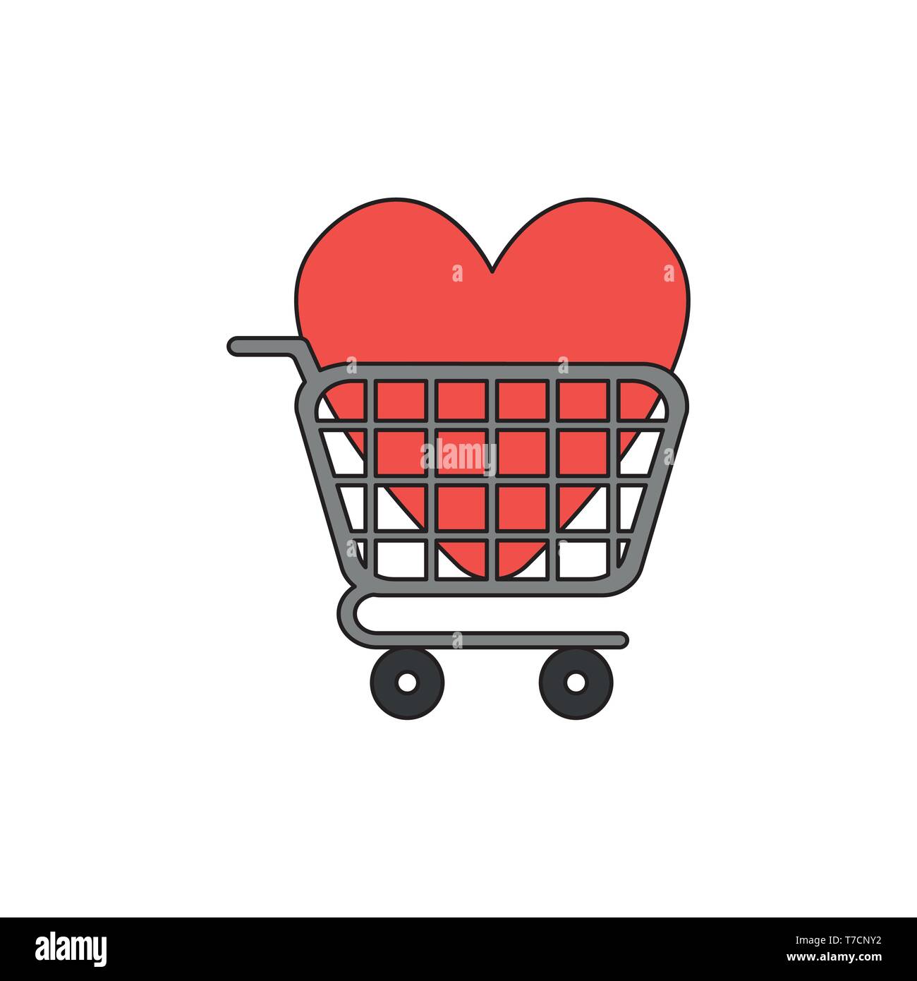 Vector icon concept of red heart inside grey shopping cart Stock Vector ...