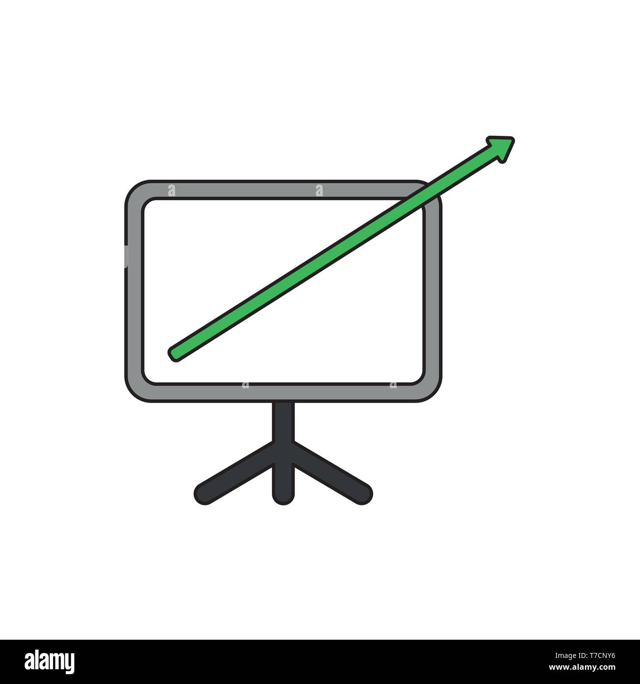Vector icon concept of green arrow moving up and out of presentation ...