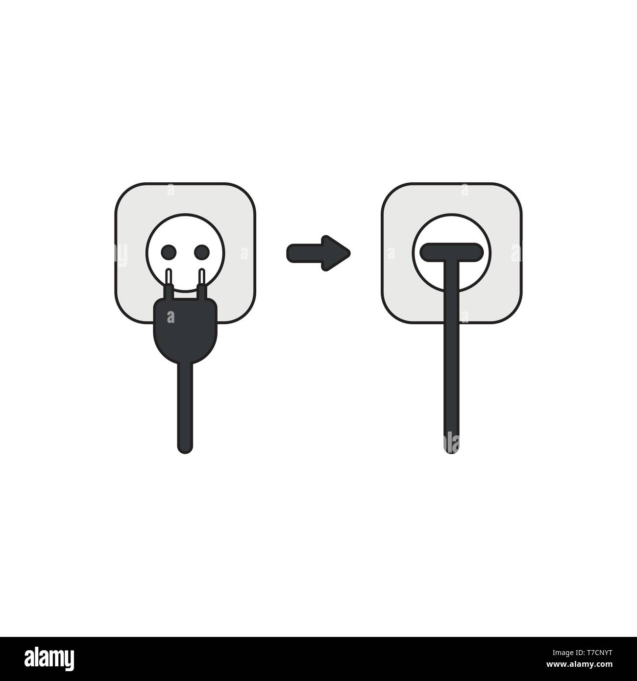 Vector icon concept of plug and outlet and plugged into outlet Stock ...