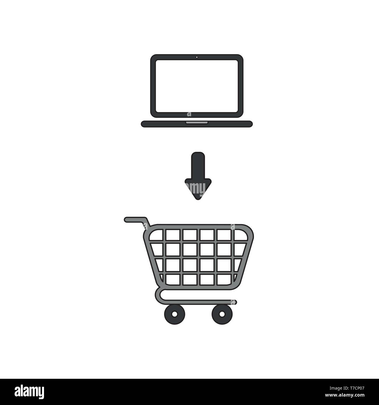 Vector icon concept of laptop computer into shopping cart Stock Vector ...