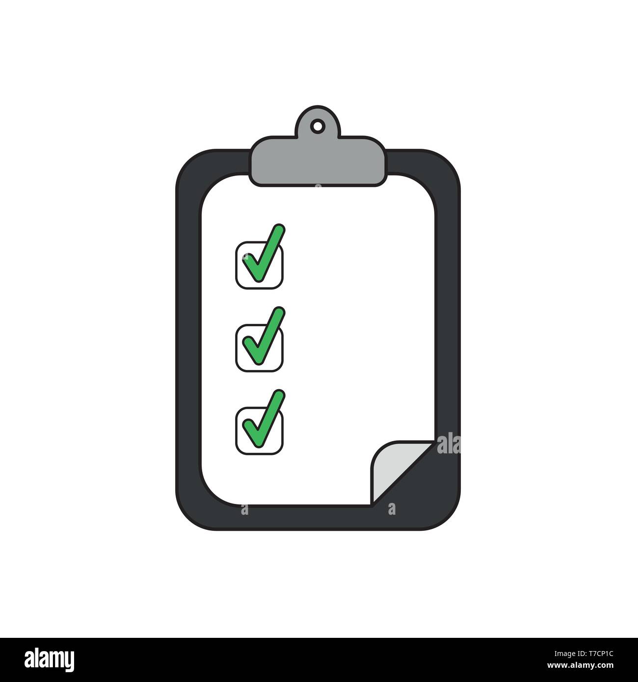 Vector icon concept of clipboard with green check marks on paper Stock ...