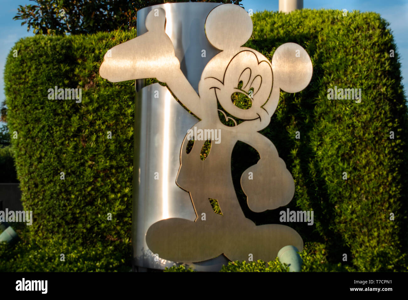 Orlando, Florida. April 23, 2019. Mickey mouse made of metal at Walt ...