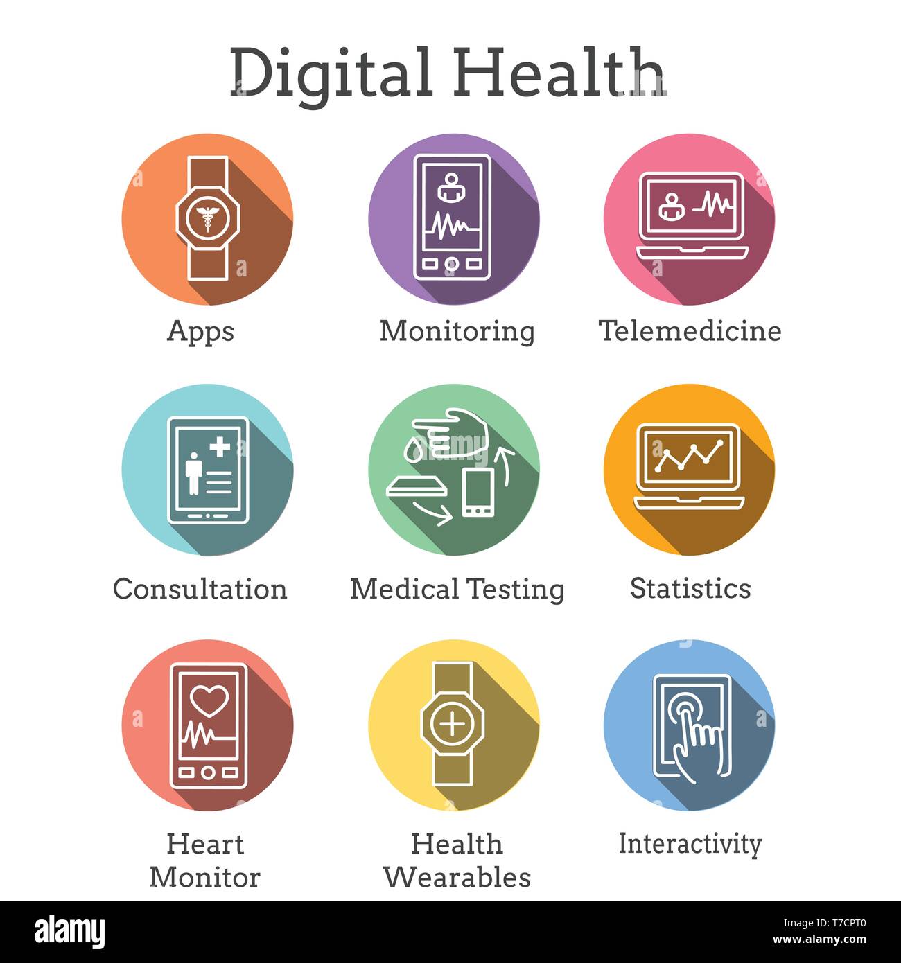 Digital Health Icon Set - Wearable Technology Web Header Banner Stock ...