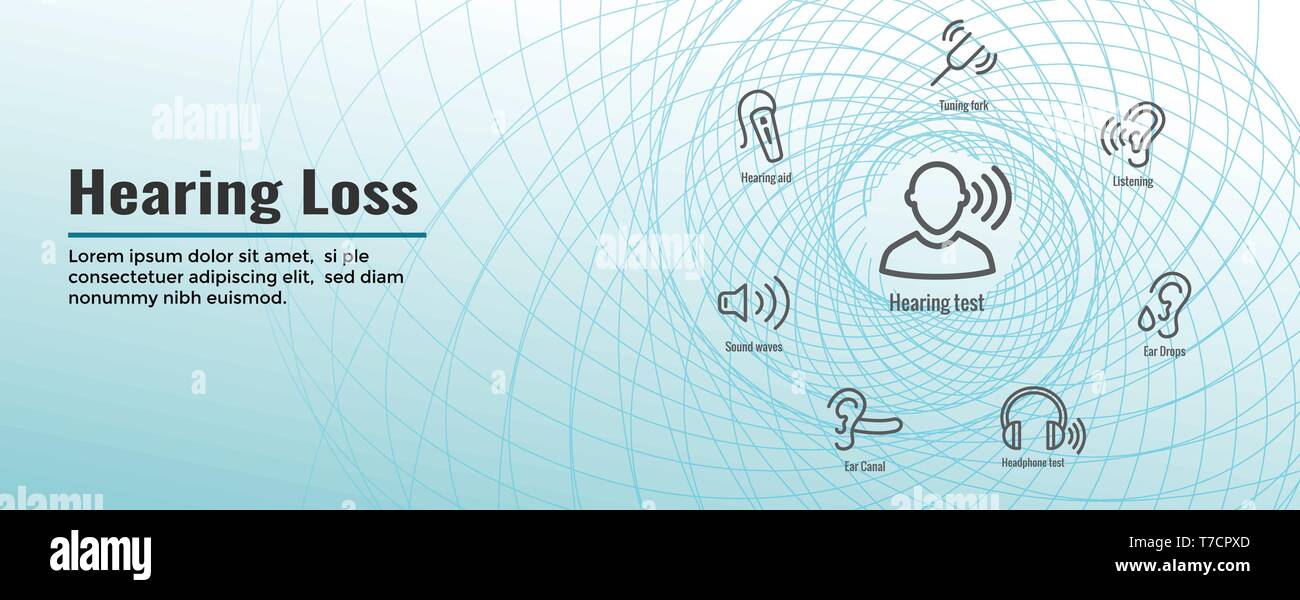 Hearing Aid or hearing loss Web Header Banner with Sound Wave Images ...
