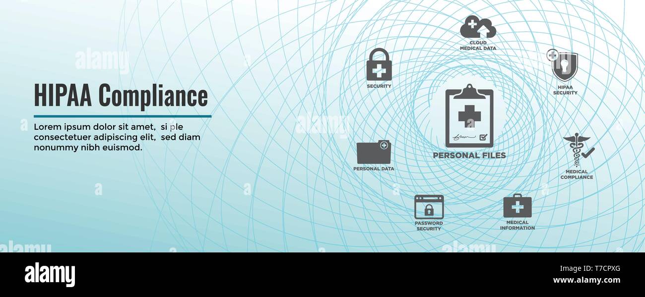 HIPAA Compliance Web Banner Header with Medical Icon Set and text Stock ...