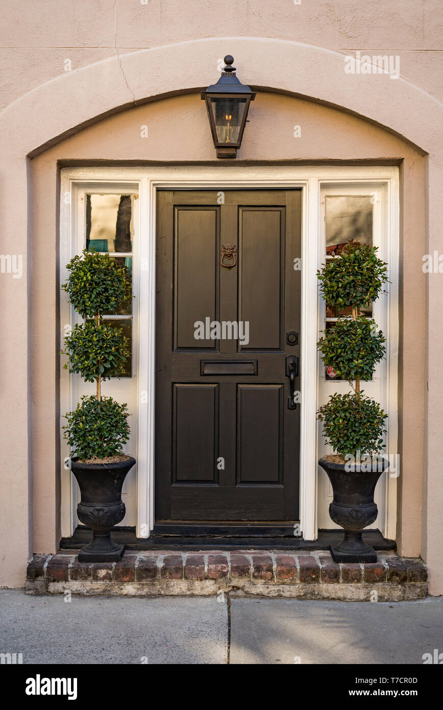 door and front view of ancient house in Charleston city Stock Photo - Alamy
