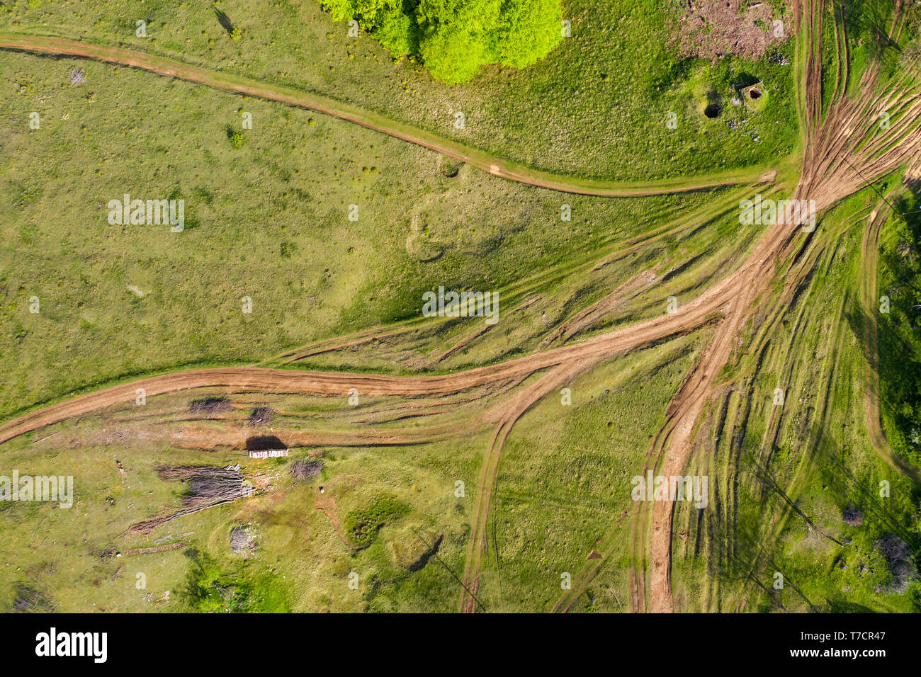 Aerial view dirty road hi-res stock photography and images - Alamy