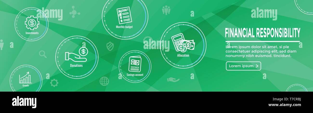 Personal Finance & Responsibility Icon Set & Web Header Banner Stock ...