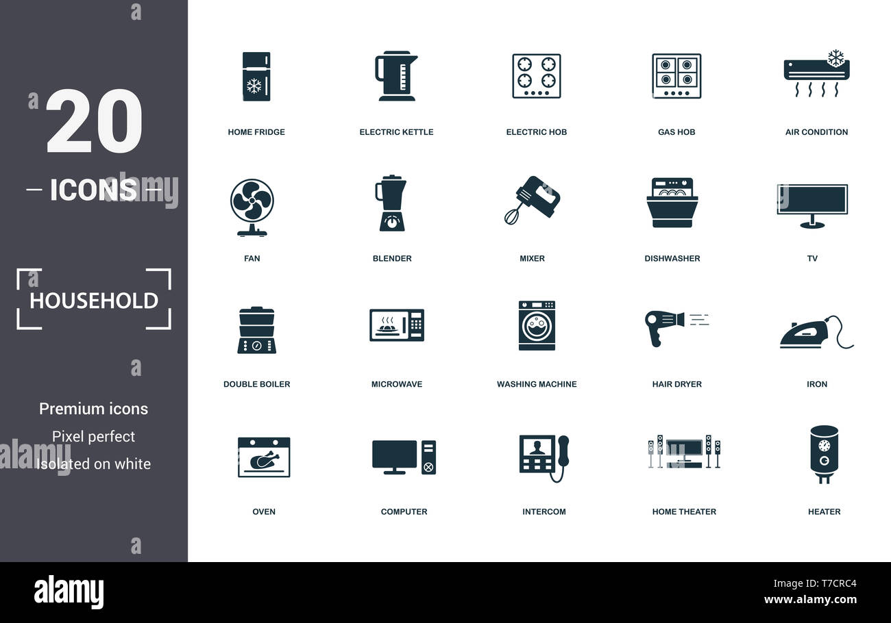 Household icons set collection. Includes simple elements such as Home ...